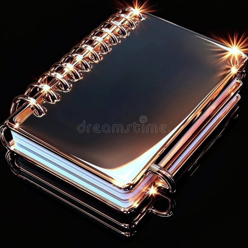 Golden Notebook stock illustration. Illustration of supplies - 334827185