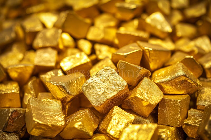 Golden Nuggets Close-Up stock image. Image of bank, gold - 307708547