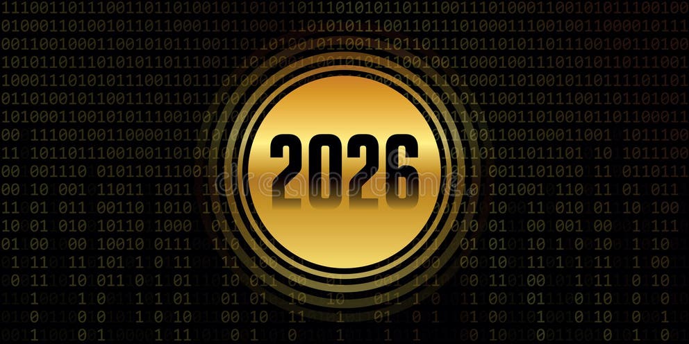 2025 Golden Number on Binary Code Background Stock Photo - Image of ...