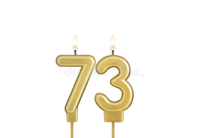 Golden Number 73 Birthday Candle White Background Stock Photos - Free ...