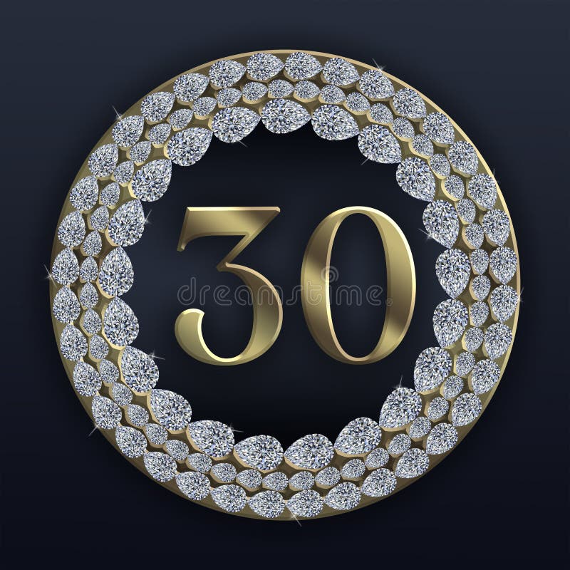 Golden Number "30" Centered within an Ornate Circular Frame. Stock ...