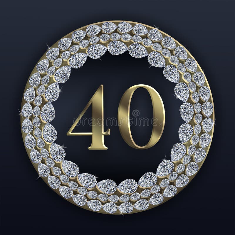 Golden Number "40" Centered within an Ornate Circular Frame. Stock ...