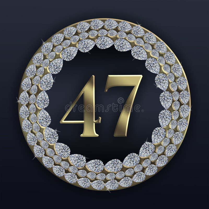 Golden Number "47" Centered within an Ornate Circular Frame. Stock ...