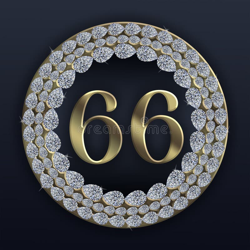 Golden Number "66" Centered within an Ornate Circular Frame. Stock ...