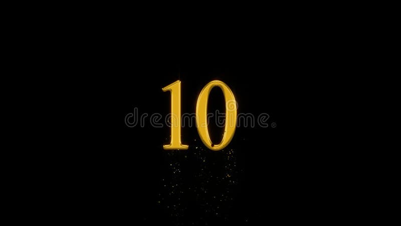Golden Number 10 with Gold Particles and Alpha Channel Stock Footage ...