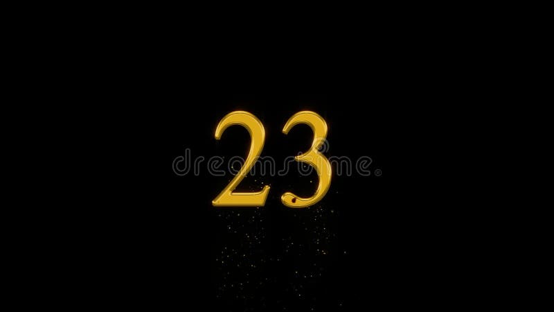 Golden Number 23 with Gold Particles and Alpha Channel Stock Video ...