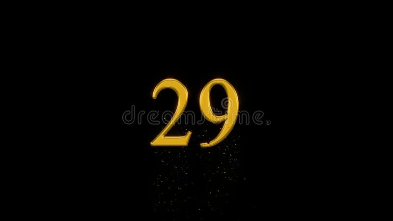 Golden Number 29 with Gold Particles and Alpha Channel Stock Footage ...