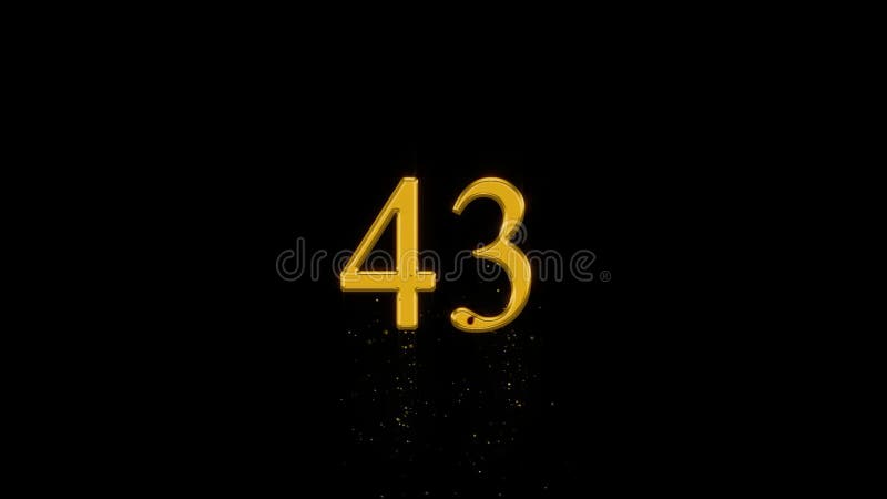 Golden Number 43 with Gold Particles and Alpha Channel Stock Footage ...