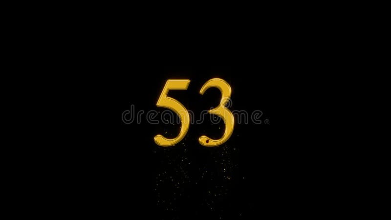 Golden Number 53 with Gold Particles and Alpha Channel Stock Footage ...