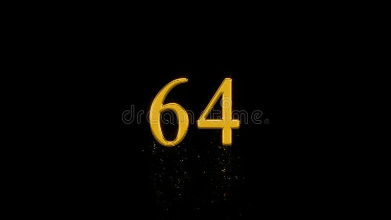 Golden Number 64 with Gold Particles and Alpha Channel Stock Video ...