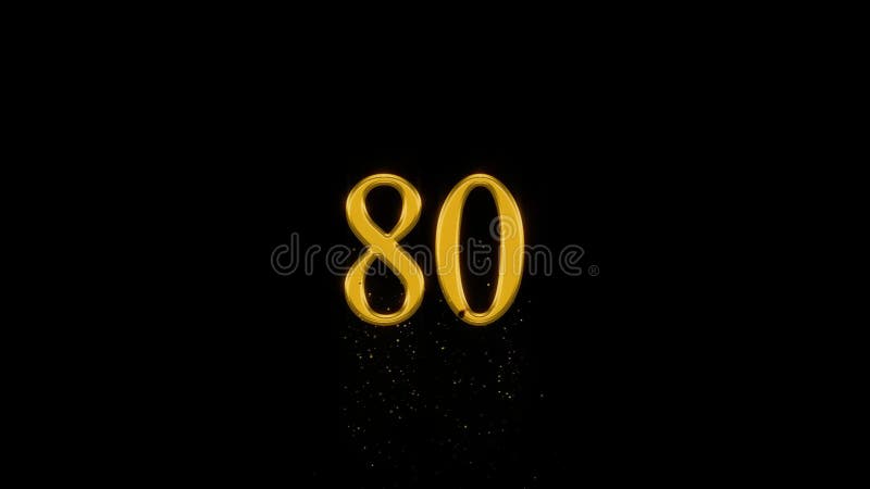 Golden Number 80 with Gold Particles and Alpha Channel Stock Footage ...