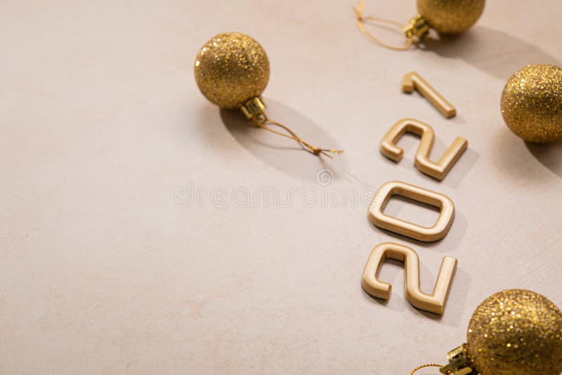 Golden 2021 Number with Happy New Year Stock Photo - Image of golden ...