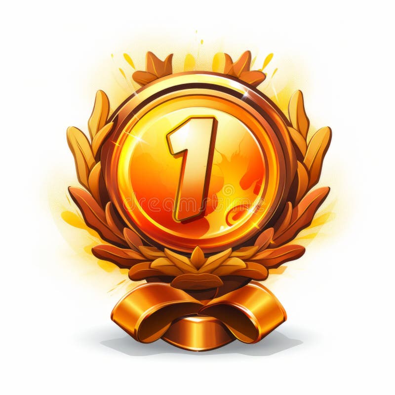 A Golden Number One Badge with a Laurel Wreath Stock Illustration ...