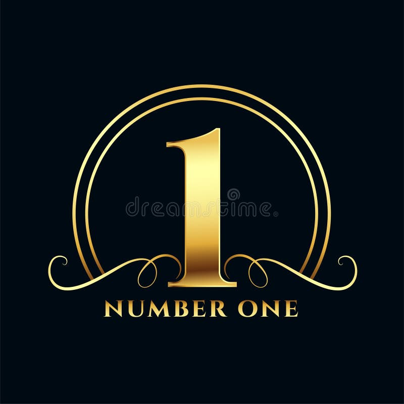 Golden Number One Label Design Stock Vector - Illustration of champion ...
