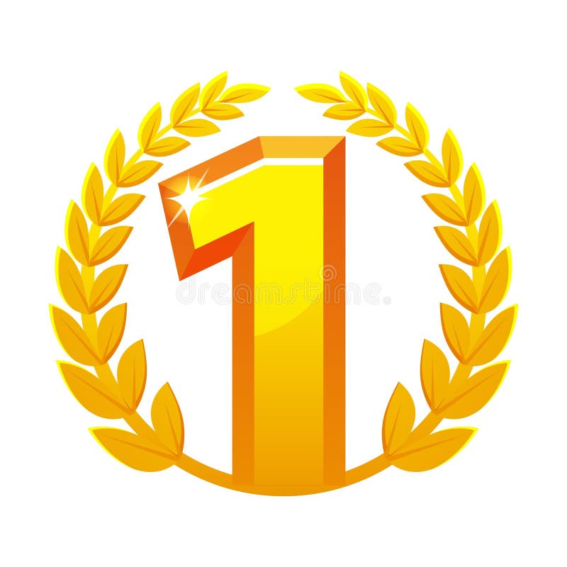 Golden Number One with Laurel Wreath. 1 St Stock Image - Illustration ...