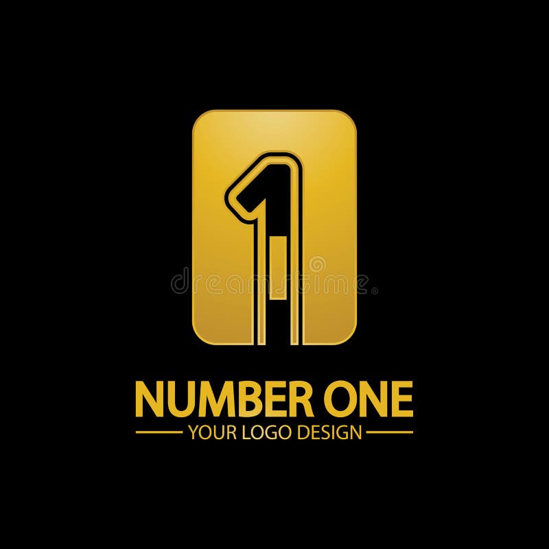 Golden Number One Logo Icon Vector Illustration Design Isolated Black ...