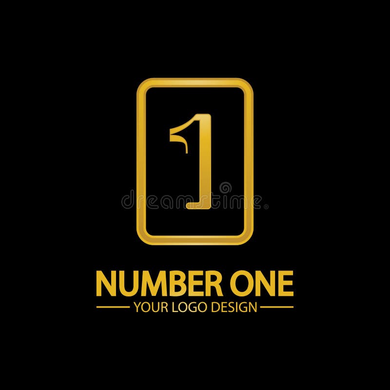 Golden Number One Logo Icon Vector Illustration Design Isolated Black ...