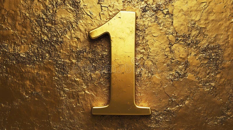 A Golden Number One on a Textured Gold Background Stock Illustration ...