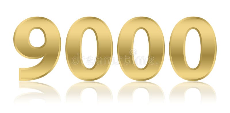 9000 Golden Number with Reflection, Vector Illustration Stock Vector ...