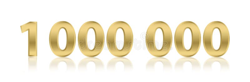 1 000 000 Golden Number with Reflection, Vector Illustration Stock ...
