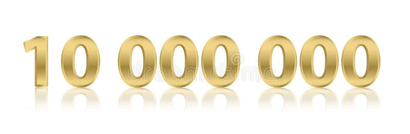 1 000 000 Golden Number with Reflection, Vector Illustration Stock ...