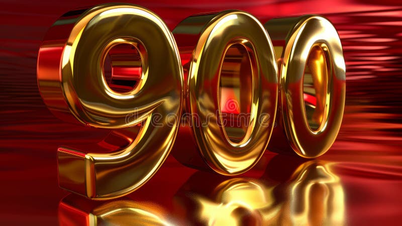Golden Number 900 with Reflective Surface, Perfect for Milestone ...