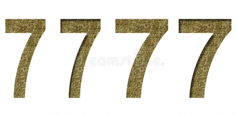 Golden Number 7, Seven Cut Out of White Paper on the Backdrop of a ...