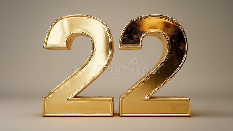 Golden Number 22 Displayed Neutral Background Stock Photos - Free ...