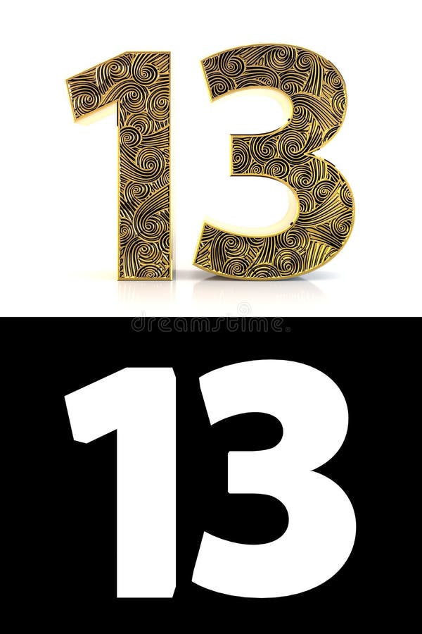 Golden Number Thirteen Years Style Zentangle Stock Illustration ...