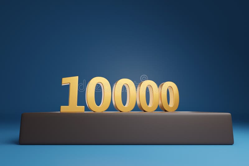 Golden 10000 Number in Three Dimensions Golden Number 10000 on a Podium ...