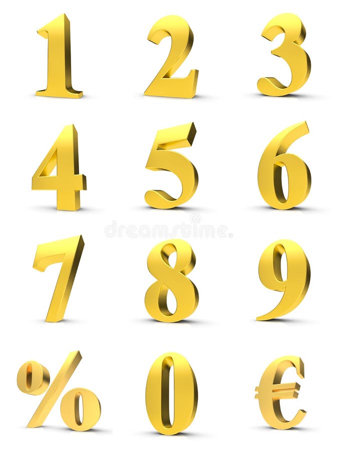 Golden numbers stock illustration. Illustration of five - 18258873