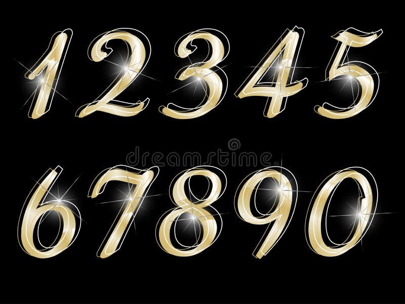 Golden Bling numbers stock vector. Illustration of metal - 54227147