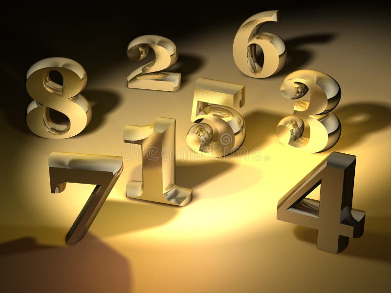 3D Golden Numbers stock illustration. Illustration of shiny - 9245049