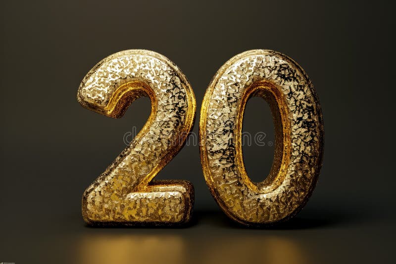 Golden 20 Numbers on a Black Background. Stock Illustration ...