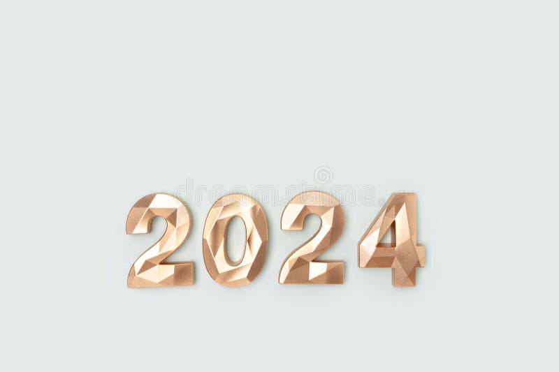 2024 Golden Numbers on Snow with Bokeh Lights on Background. Happy New ...