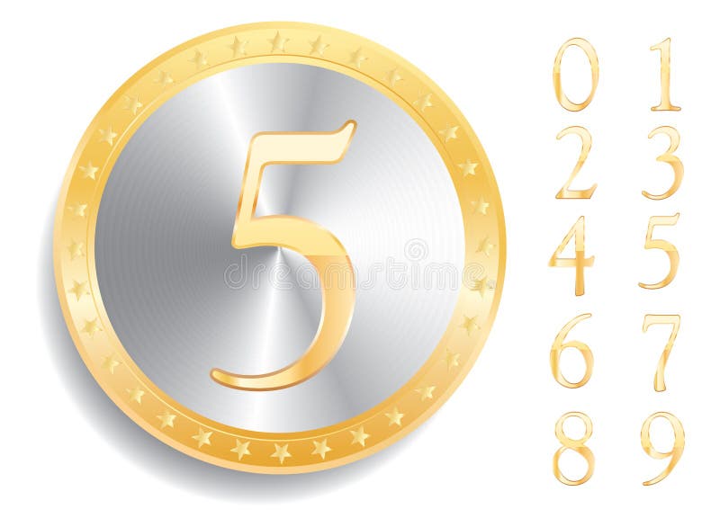 Golden numbers stock illustration. Illustration of five - 18258873