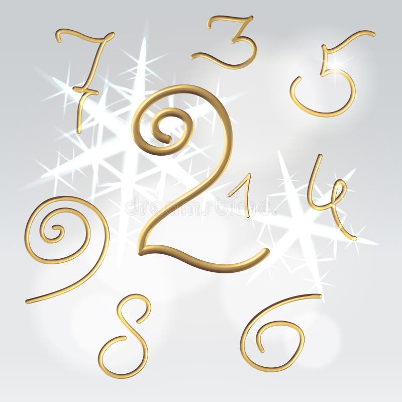 Golden numbers stock illustration. Illustration of five - 18258873