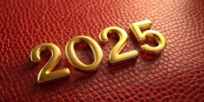 Golden 2025 Numbers on Red Leather Texture Stock Photo - Image of ...