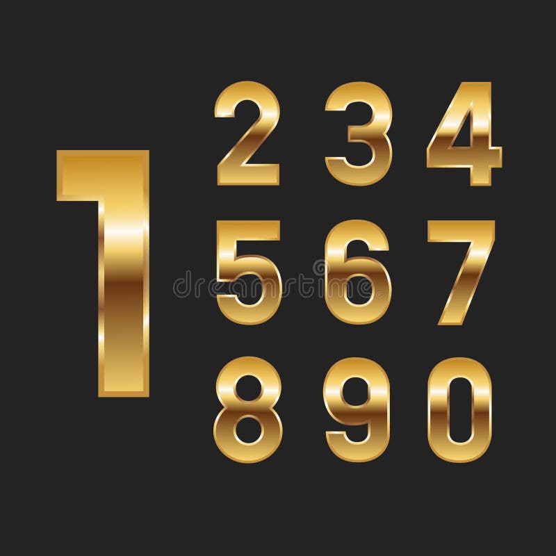 Golden numbers stock illustration. Illustration of retro - 64238308