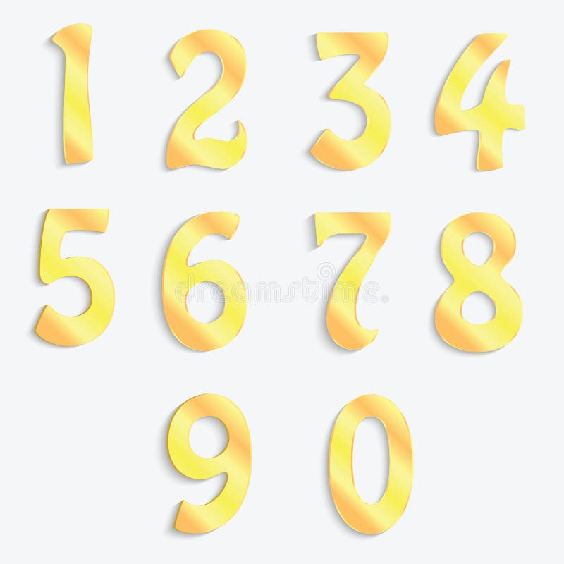 Set of Numbers of Gold Silver and Bronze Color Stock Vector ...
