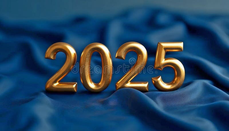Golden 2025 Numerals on a Blue Velvet Background Stock Illustration ...