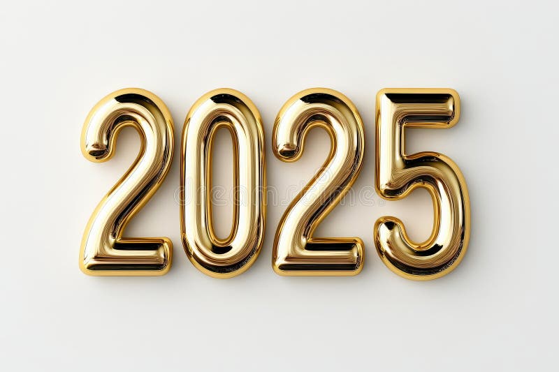 Golden 2025 Numerals on Light Background Stock Image - Image of glow ...