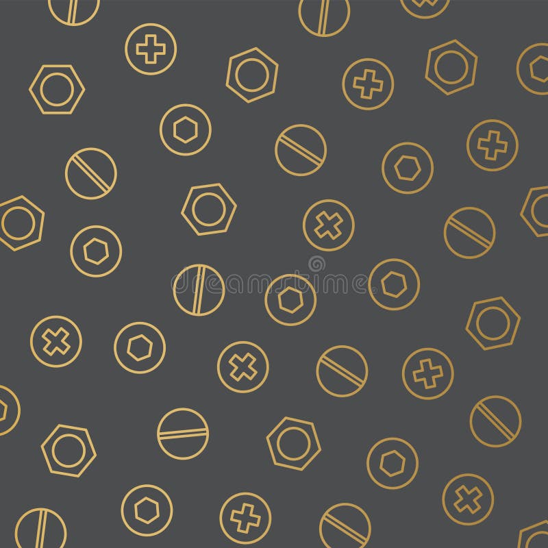 Golden Nuts and Bolts Pattern Stock Vector - Illustration of shiny ...
