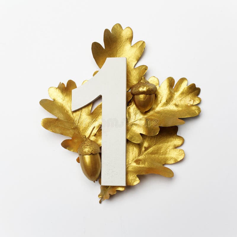 Gold Wreath Oak Leaves Number One Stock Photos - Free & Royalty-Free ...