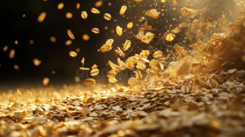 Golden Oats Falling on Dark Background Stock Illustration ...
