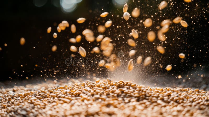 Golden Oats Grains Falling on a Pile Stock Illustration - Illustration ...