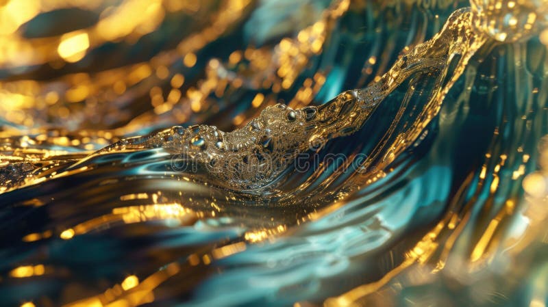 Golden Ocean Wave stock photo. Image of generated, water - 363103506