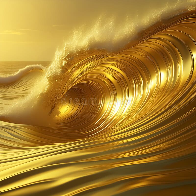 Golden ocean wave stock illustration. Illustration of surface - 323277504