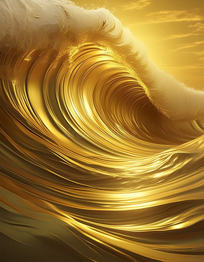 Golden ocean wave stock illustration. Illustration of high - 326453671
