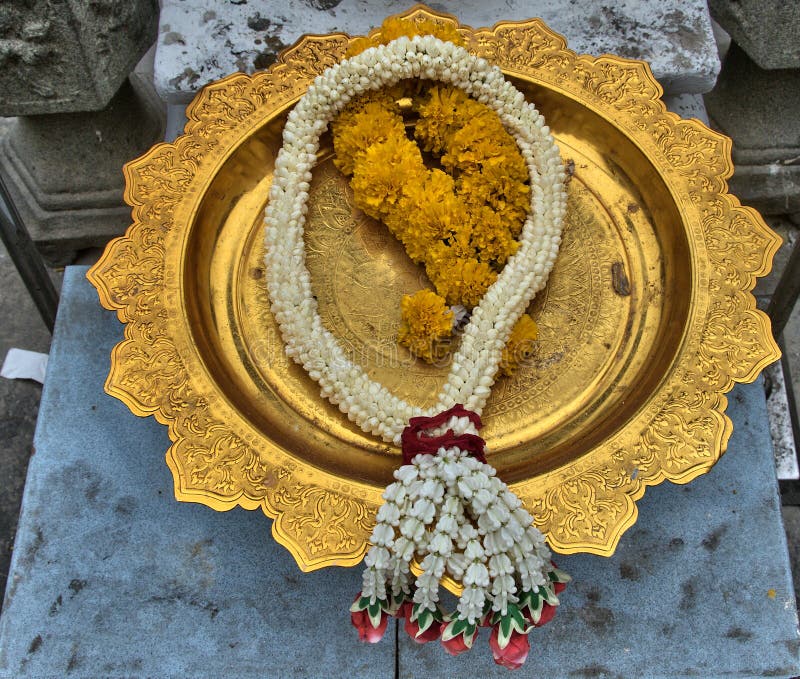 Golden offering plate stock photo. Image of orient, offerings - 19488276